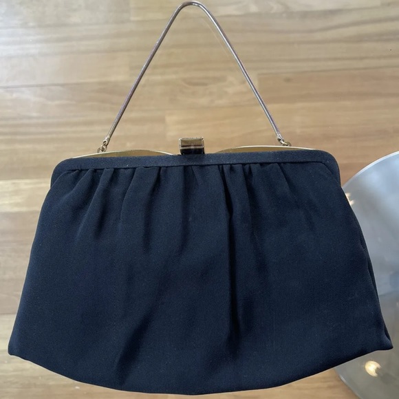 Bags | Vintage Black Linen Cloth Evening Chain Purse | Poshmark